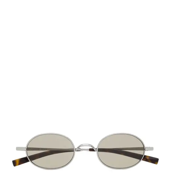 Saint Laurent Tortoiseshell Oval Sunglasses - Metallic