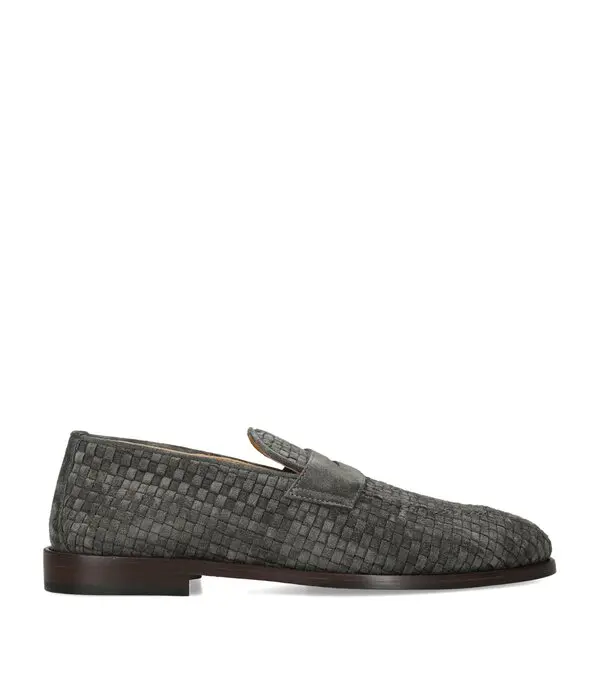 Brunello Cucinelli Suede Woven Loafers