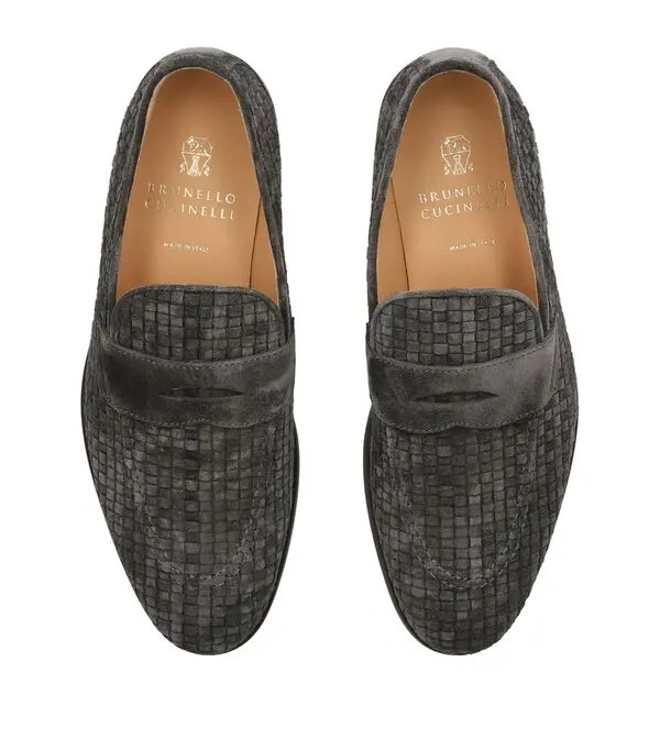 Brunello Cucinelli Suede Woven Loafers