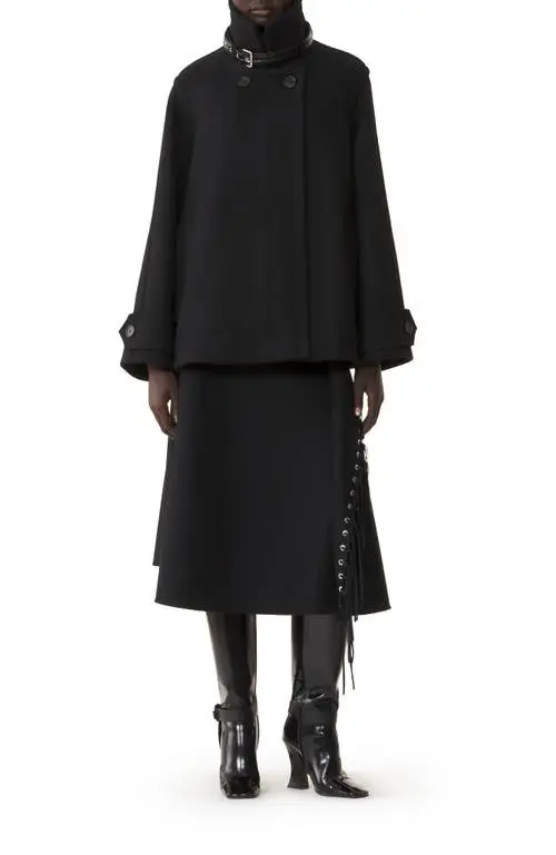 LANVIN Fringed Skirt In Double-faced Cashmere Wool - Black