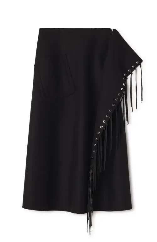 LANVIN Fringed Skirt In Double-faced Cashmere Wool
