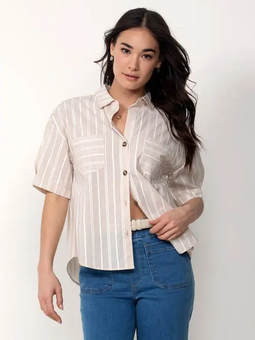 SINGLE STITCH Short Sleeve Novelty Stripe Shirt
