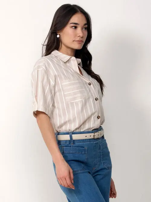 SINGLE STITCH Short Sleeve Novelty Stripe Shirt