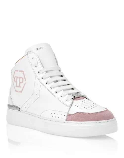 Philipp Plein Hexagon Leather Mid-top Sneakers
