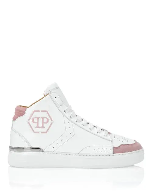 Philipp Plein Hexagon Leather Mid-top Sneakers