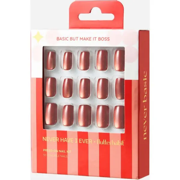 NEVER HAVE I EVER Basic But Make It Boss Square Press On Nails