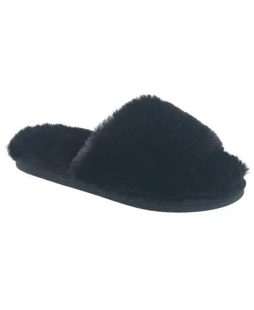 Nine West Faux Fur Slide Slipper - Black