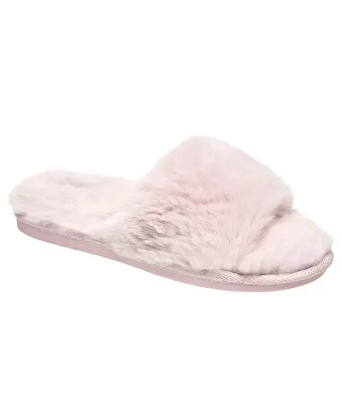 Nine West Faux Fur Slippers - Blush