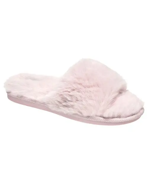 Nine West Faux Fur Slide Slipper - Blush