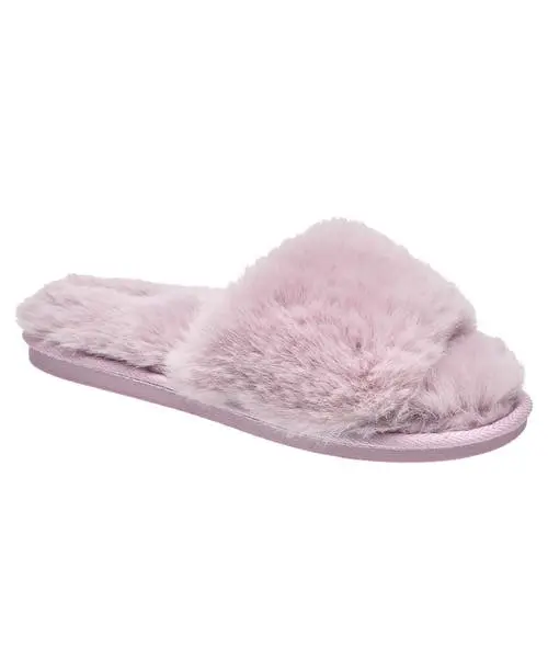 Nine West Faux Fur Slide Slipper - Mauve