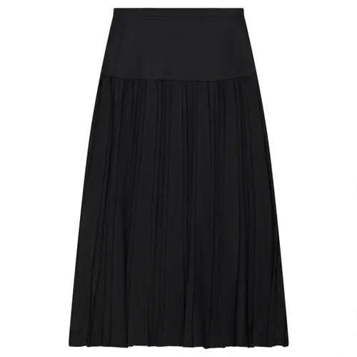 Mcm Short Triple Box Pleated Elastic Waist Maternity Skirt - Black
