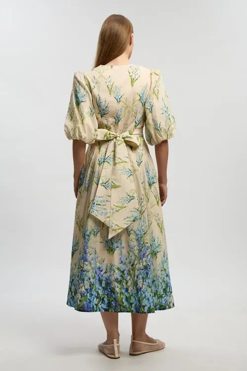 Karen Millen Floral Puff Sleeve Midi Dress