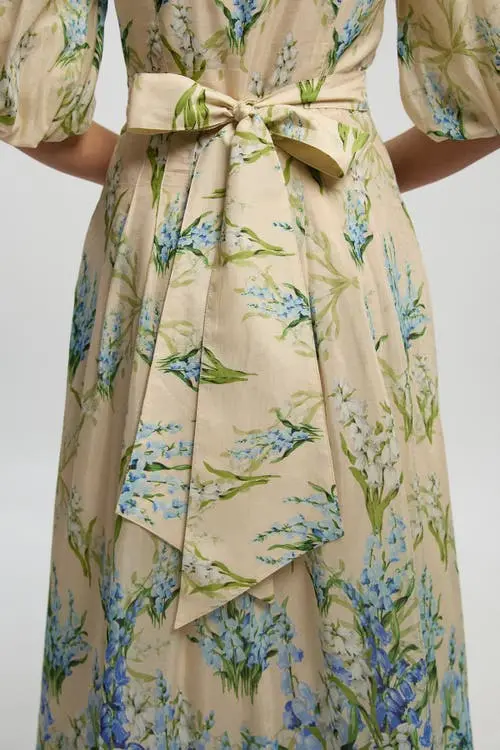 Karen Millen Floral Puff Sleeve Midi Dress