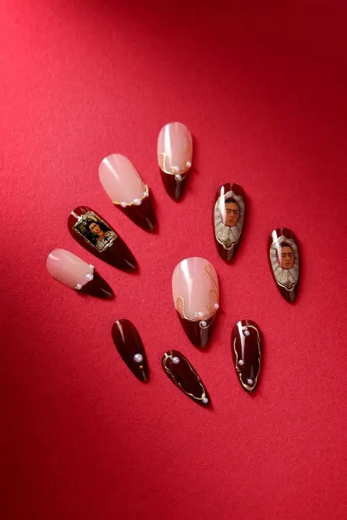 NEVER HAVE I EVER Frida Kahlo Almond Press On Nails