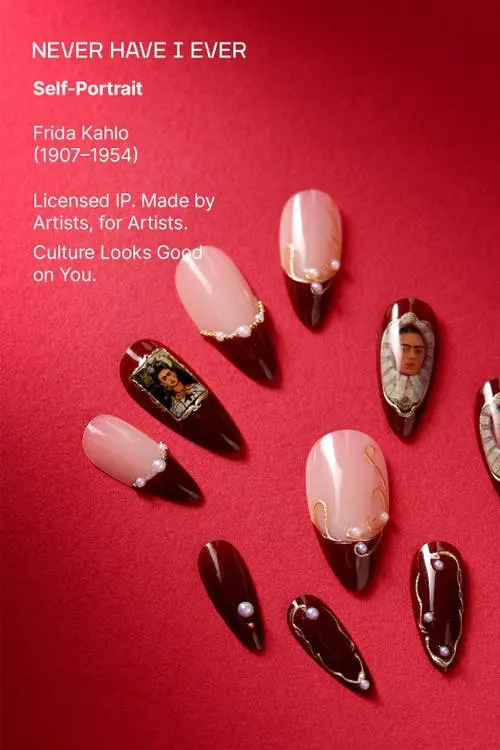 NEVER HAVE I EVER Frida Kahlo Almond Press On Nails