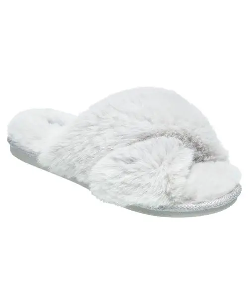 Nine West X-band Faux Fur Slipper - Ash Grey