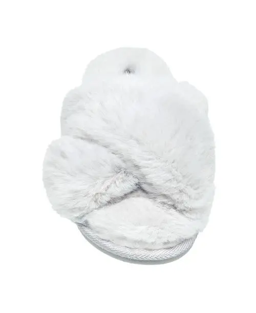 Nine West Faux Fur X-band Slippers - Ash Grey