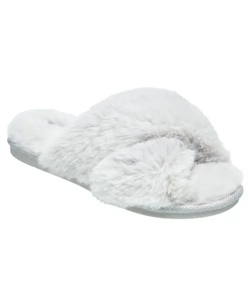 Nine West X-band Faux Fur Slipper - Ash Grey