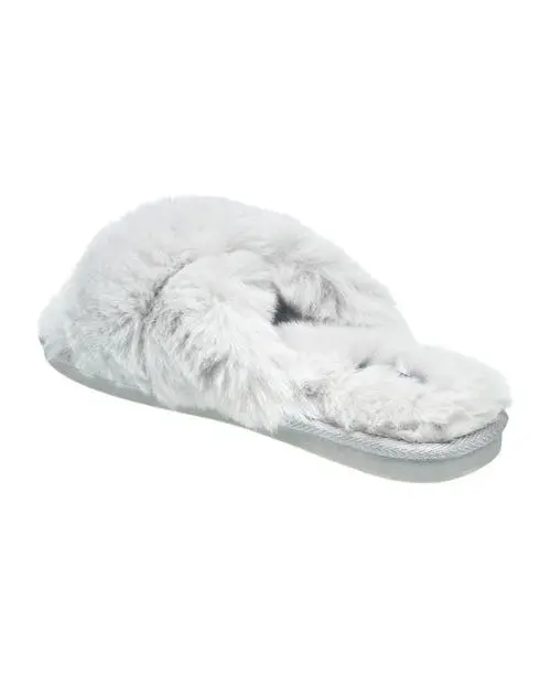 Nine West X-band Faux Fur Slipper - Ash Grey