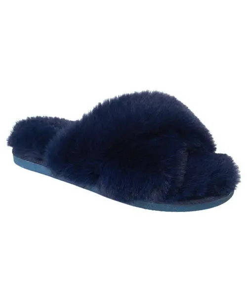 Nine West X-band Faux Fur Slipper - Navy
