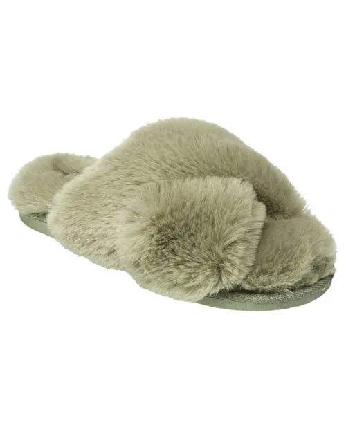 Nine West X-band Faux Fur Slipper - Olive
