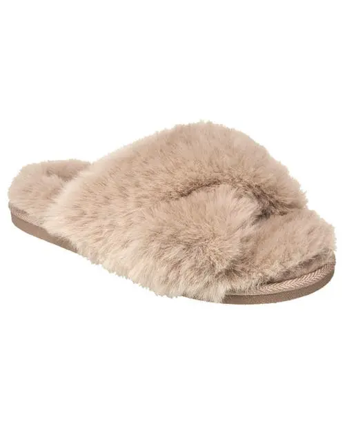 Nine West X-band Faux Fur Slipper - Tan