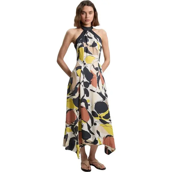 Karen Millen Petite Abstract Print Halter Maxi Dress - Multi