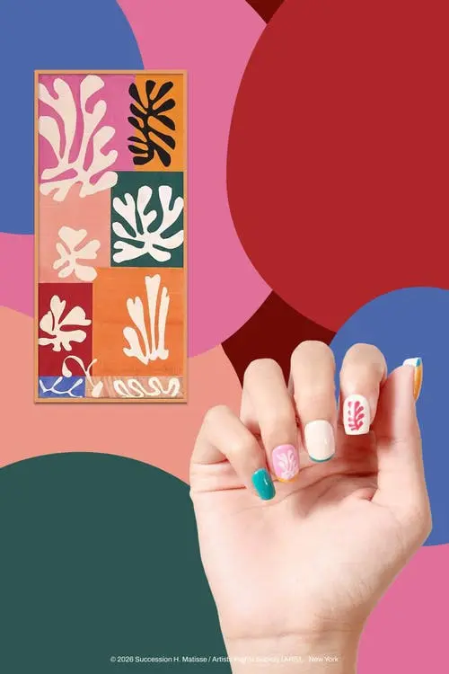 NEVER HAVE I EVER Henri Matisse Square Snow Flowers Square Press On Nails
