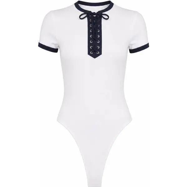 FLEUR DU MAL Ivy Ringer Solid Bodysuit - White