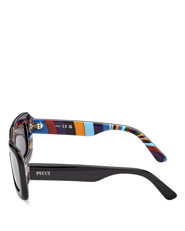 Emilio Pucci Rectangular Sunglasses, 52mm - Shiny Black/smoke