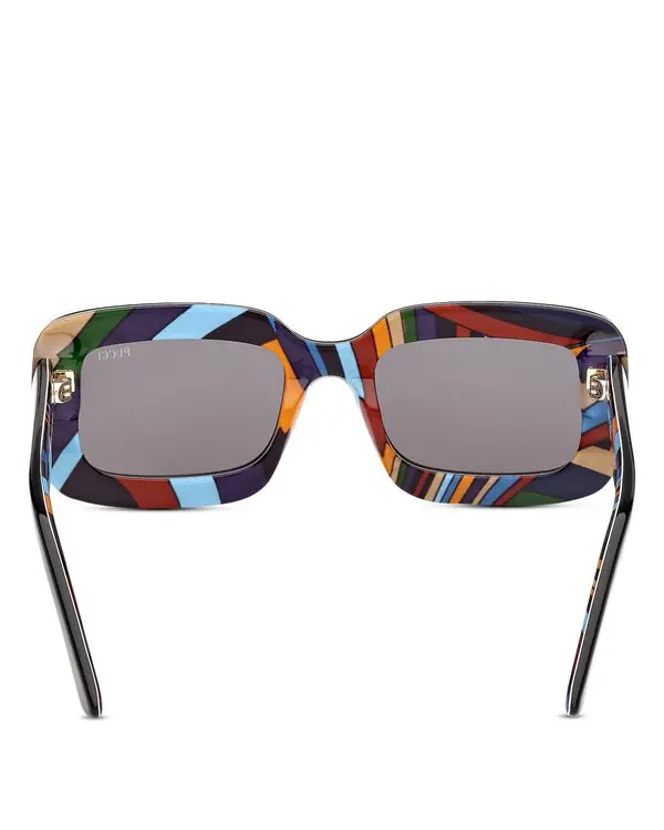 Emilio Pucci Rectangular Sunglasses, 52mm - Shiny Black/smoke