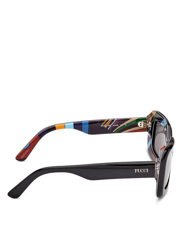 Emilio Pucci Rectangular Sunglasses, 52mm - Shiny Black/smoke