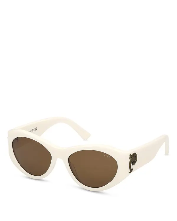 Emilio Pucci Cat Eye Sunglasses, 54mm - White/brown