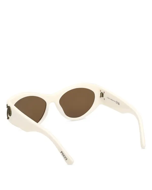 Emilio Pucci Cat Eye Sunglasses, 54mm - White/brown