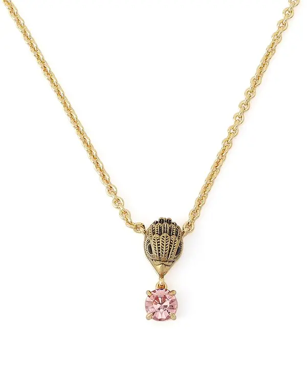 Kurt Geiger Signature Eagle Stone Pendant Necklace - Pink