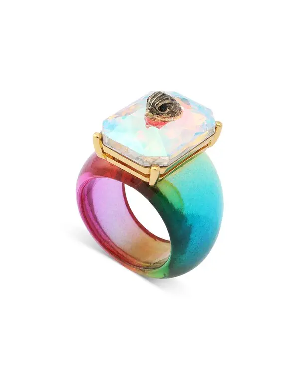 Kurt Geiger Signature Eagle Stone Cocktail Rainbow Ring