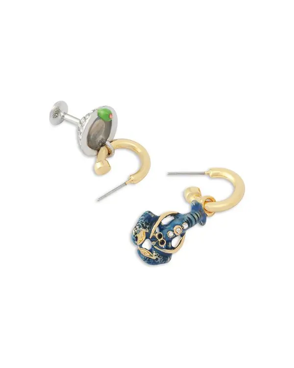 Kurt Geiger Mismatched Lobster And Martini Charm Hoop Earrings