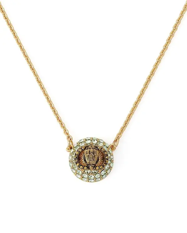 Kurt Geiger Signature Eagle Pave Dome Pendant Necklace - Green