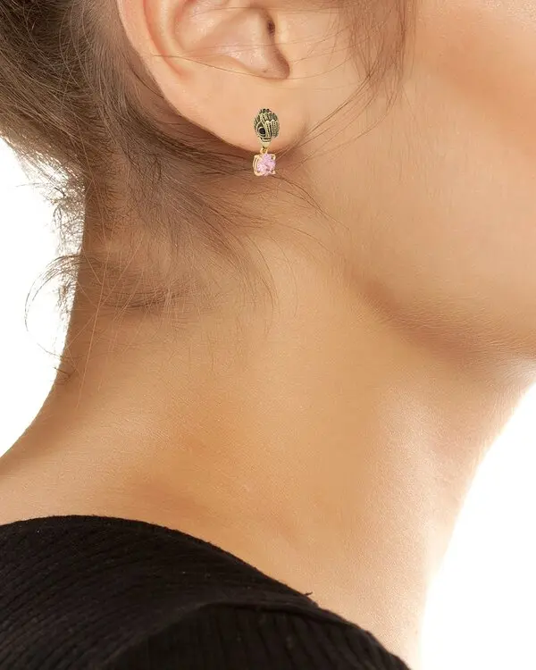 Kurt Geiger Signature Eagle Stone Drop Earrings - Pink