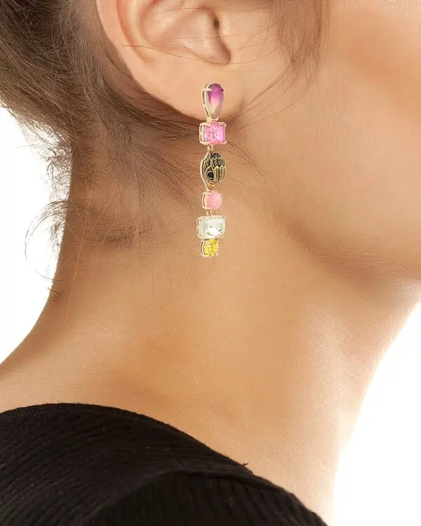 Kurt Geiger Signature Eagle Stone Linear Drop Earrings
