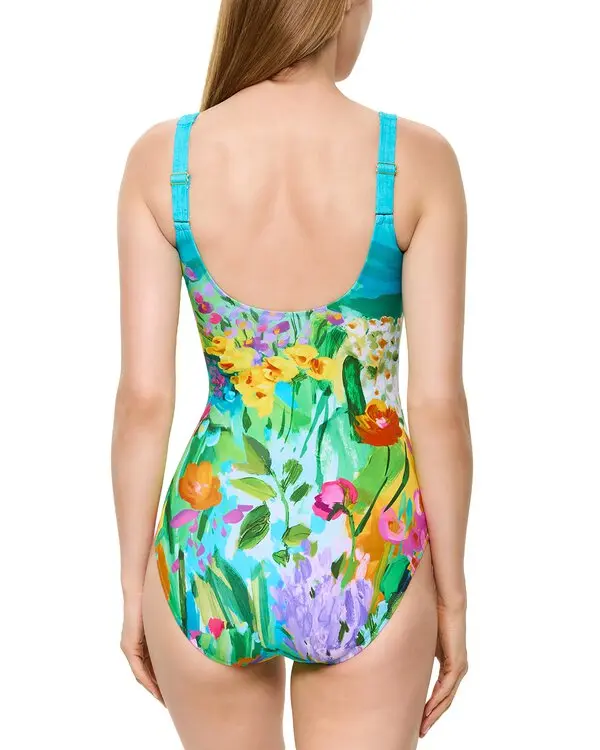 GOTTEX Monet's Garden Square Neck One Piece Swimsuit