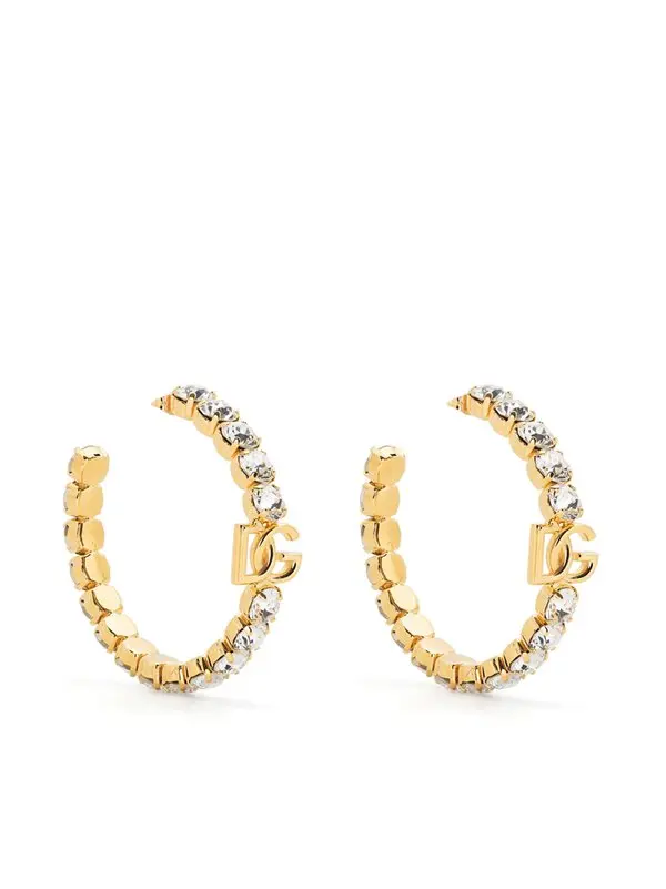 Dolce & Gabbana Rhinestone Embellished Large Hoop Earrings - Oro