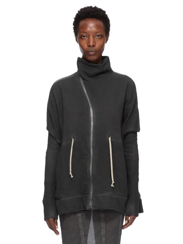 Rick Owens Drksshdw Cotton Sweatshirt With Funnel Neck - Nero