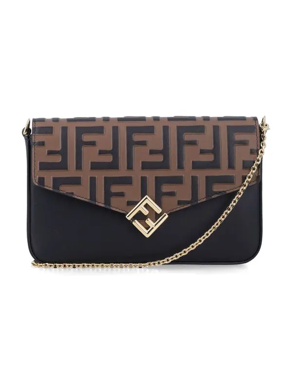 Fendi Geometric Flap Wallet On Chain With Detachable Strap, 11 X 18 X 3 Cm