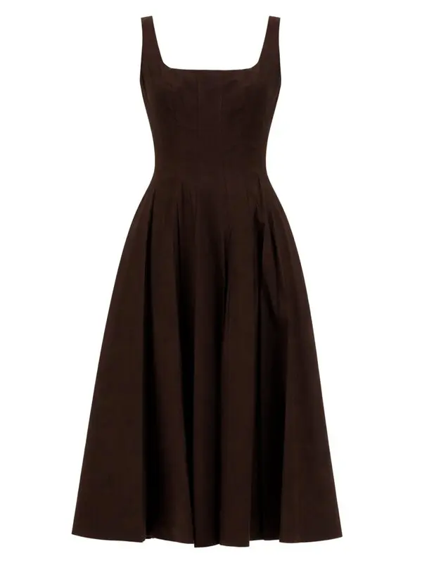 Staud Stáud Fitted Midi Suit Dress - Brown