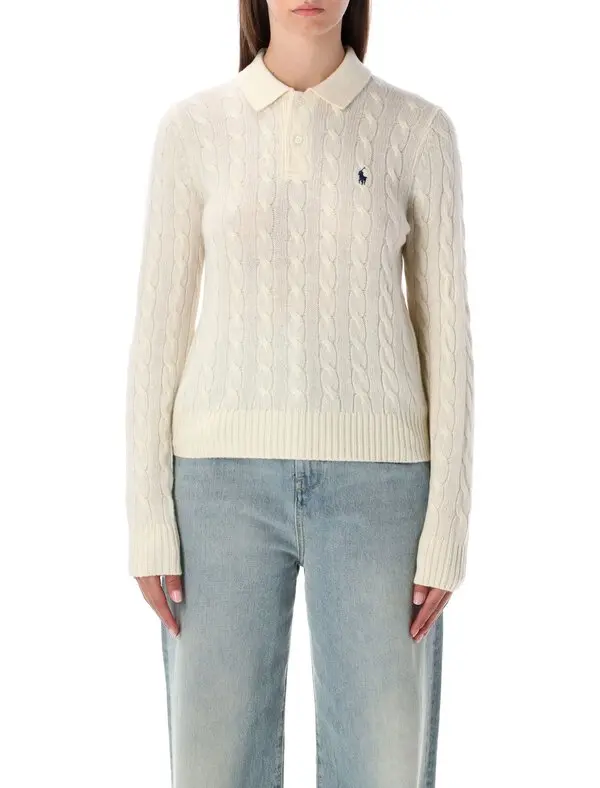 Polo Ralph Lauren Rib-knit Polo Collar Sweater - Bianco