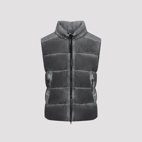 C.P. COMPANY Hooded Down Gilet In Eco-chrome Nylon - Black