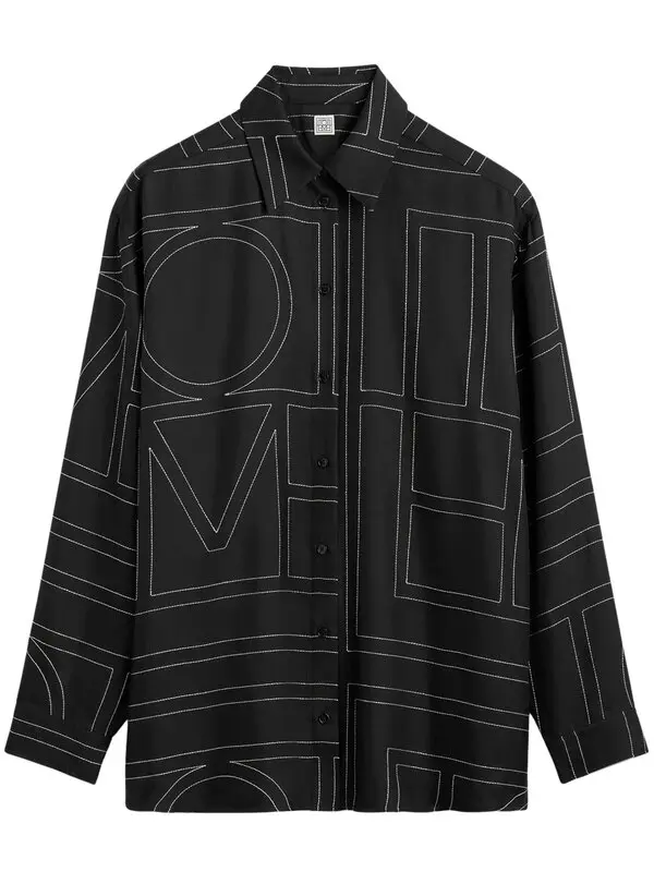 TOTEME Monogram Silk Shirt - Black