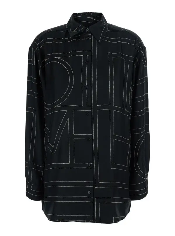 TOTEME Monogram Silk Shirt - Black