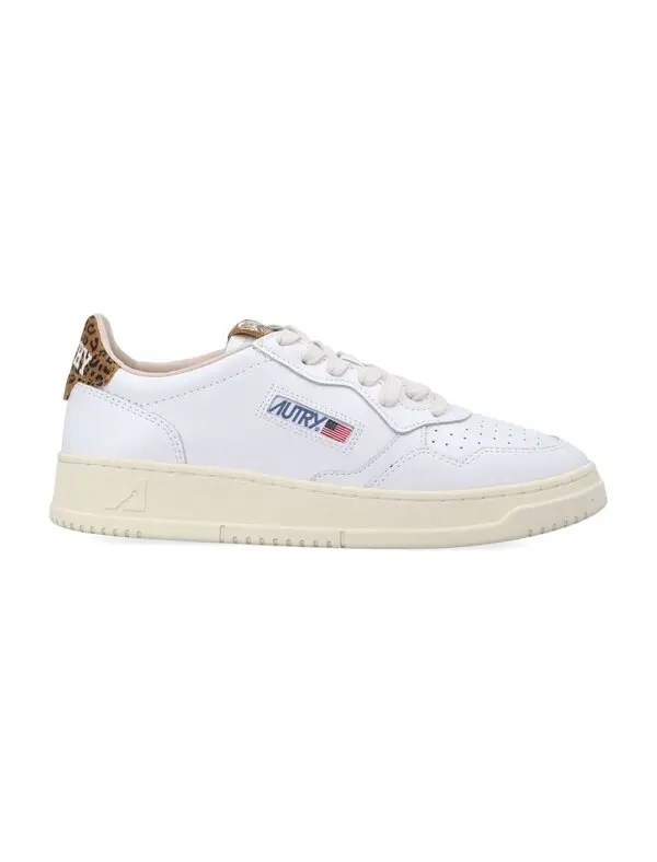 AUTRY Low-top Leather Sneakers With Perforated Detailing - White Leopard